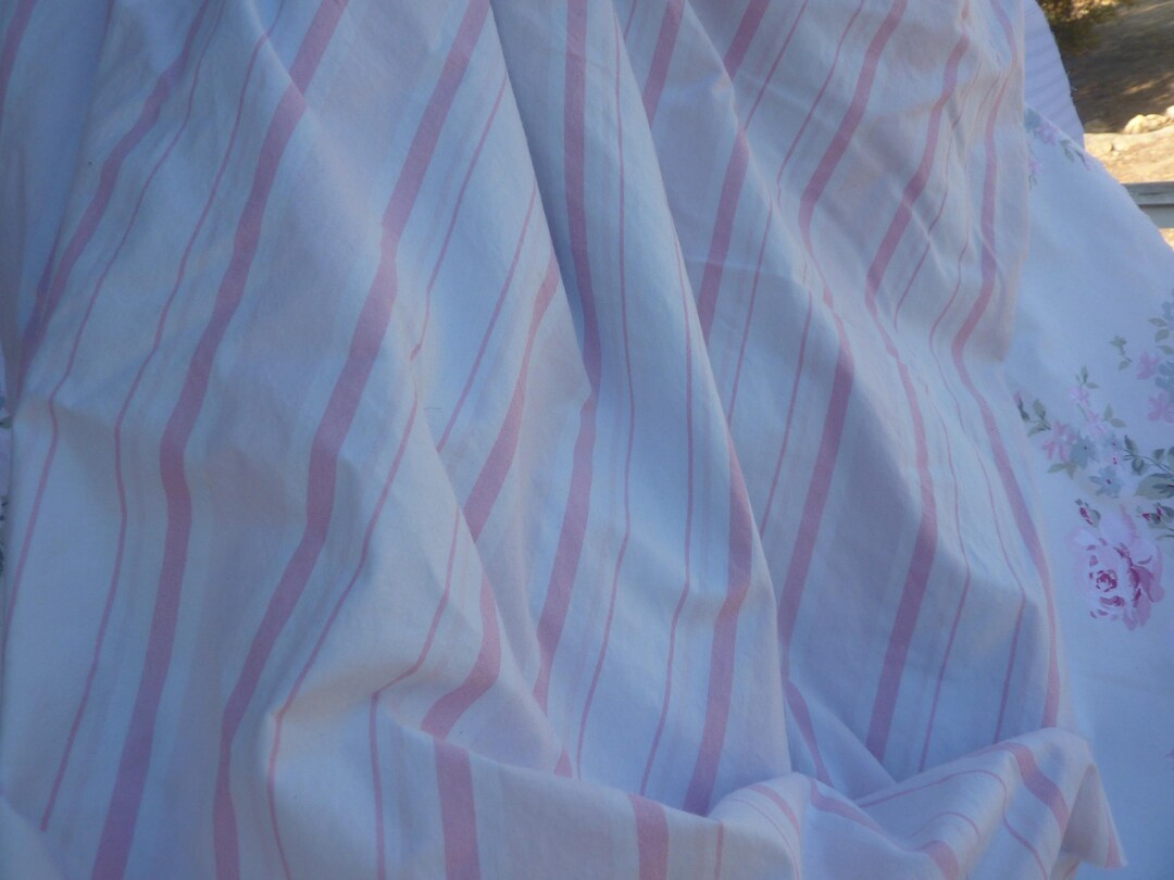 Shabby Chic Brolly Stripe Pink Over Dye Blue Fabric: 100% Cotton Poplin ...