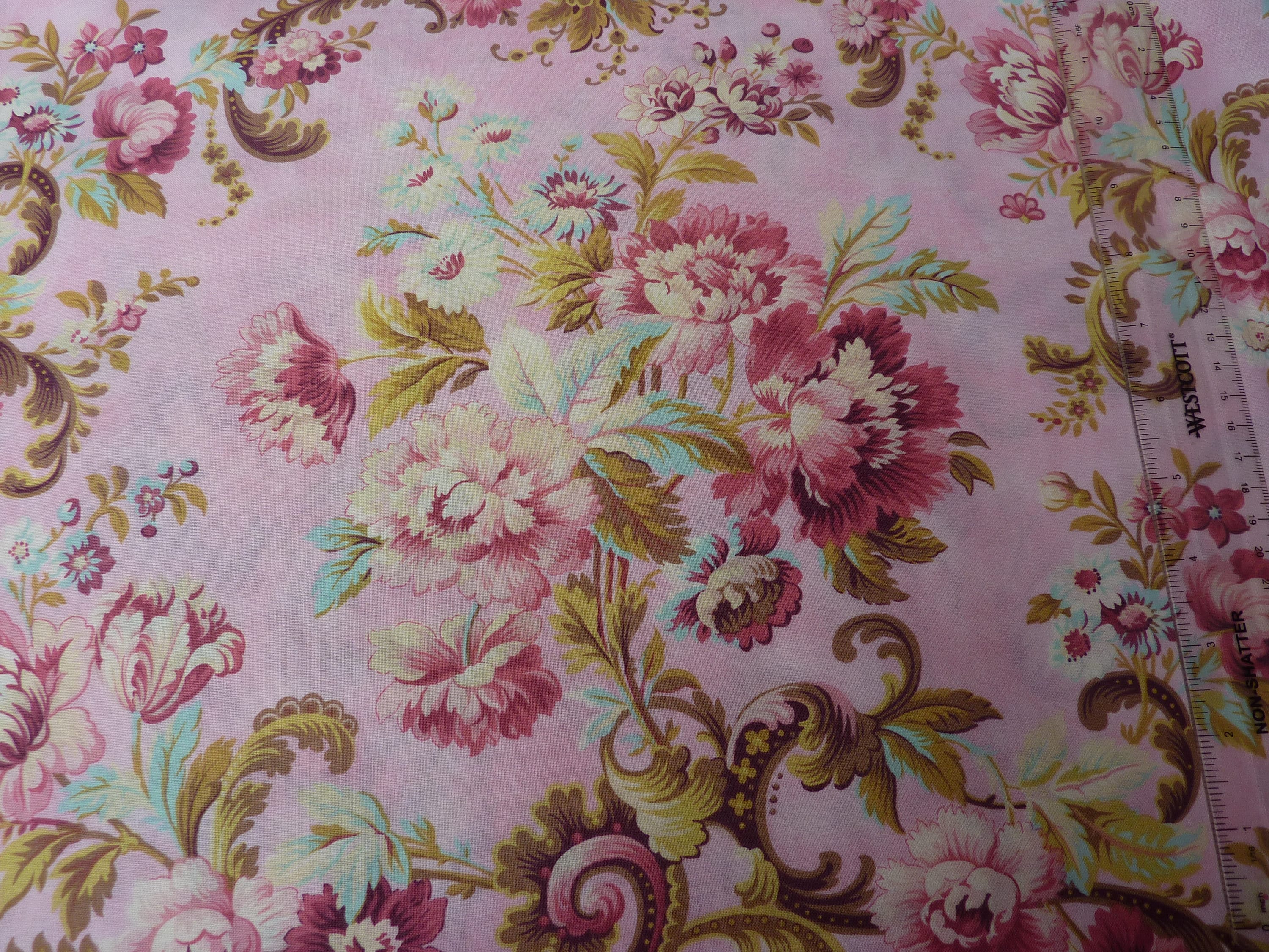 Tickled Pink Floral Cotton Fabric: Robyn Pandolph Tropical Hibiscus ...