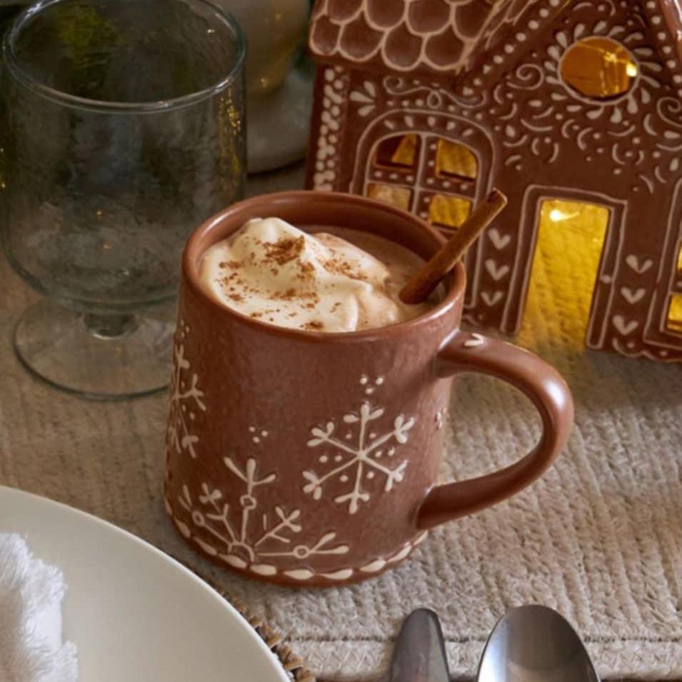 Festive Gingerbread Stoneware Mugs, Set of 2 Christmas Mugs, Tea and ...