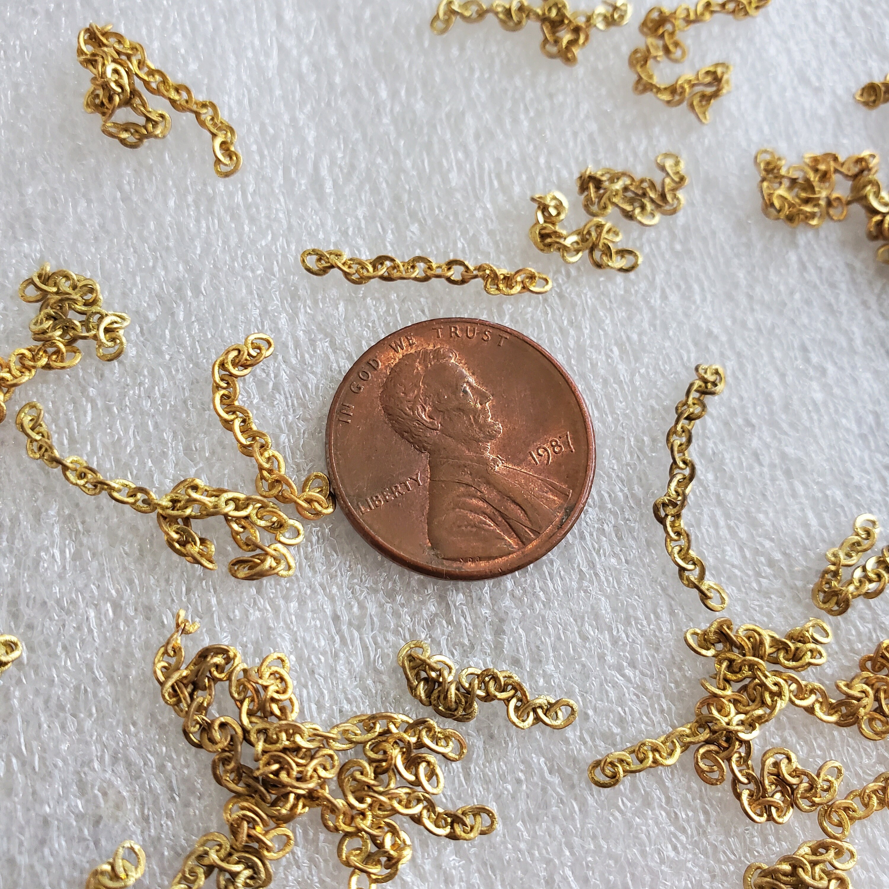 Vintage Brass Pre-cut Fine Cable Chain Segments - 10 Grams of One Inch ...