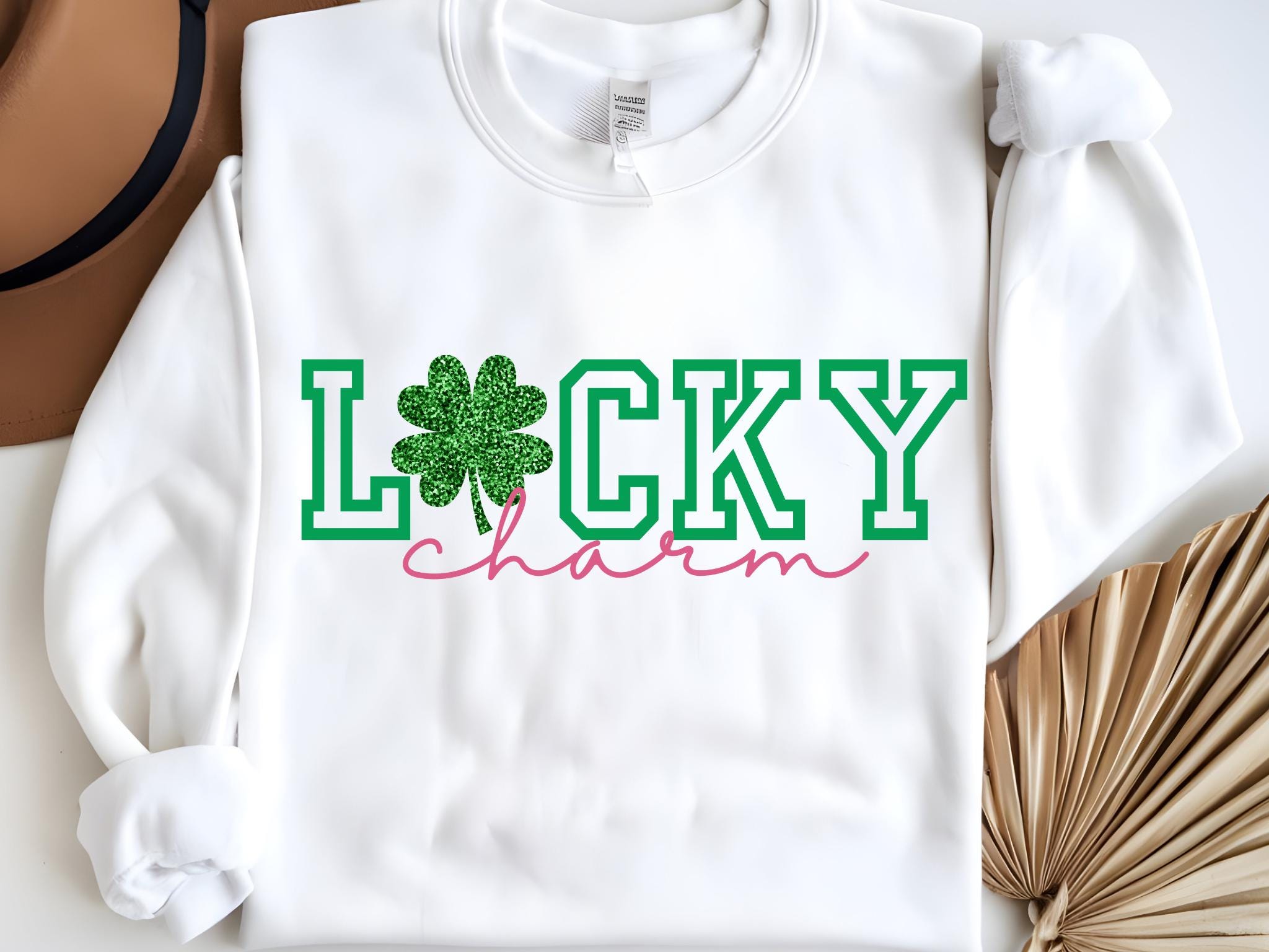 Lucky Charm PNG, St Patricks Day PNG, Four Leaf Clover PNG, Retro St ...