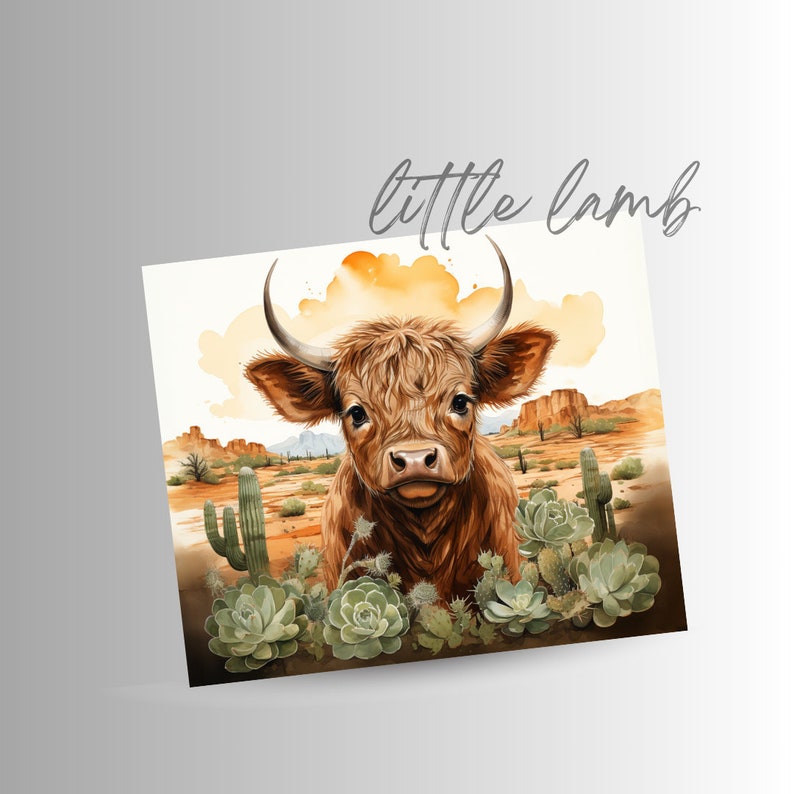 Highland Cow With Cactus Tumbler Wrap 20 Oz Skinny Tumbler Sublimation ...