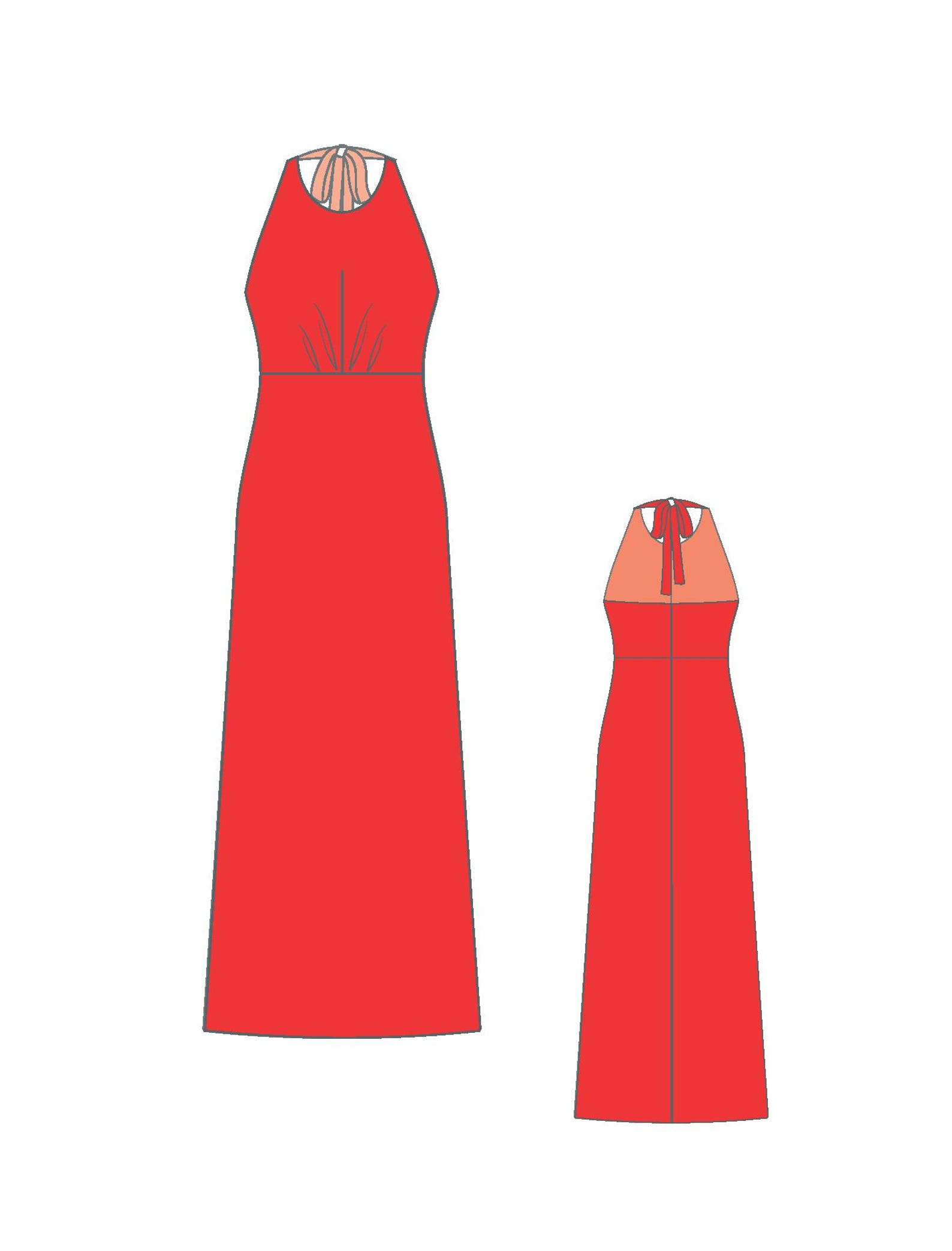 Printable Halter Neck A-line Dress Pattern in All Sizes XS-4XL ...