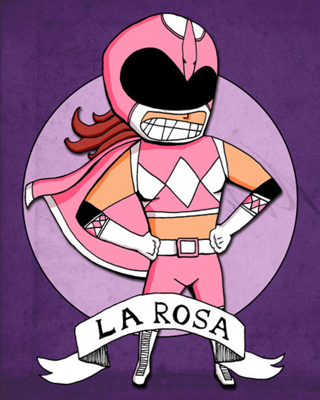 La Rosa Lucha Libre Art Print Illustration Pink Ranger Drawing - Etsy
