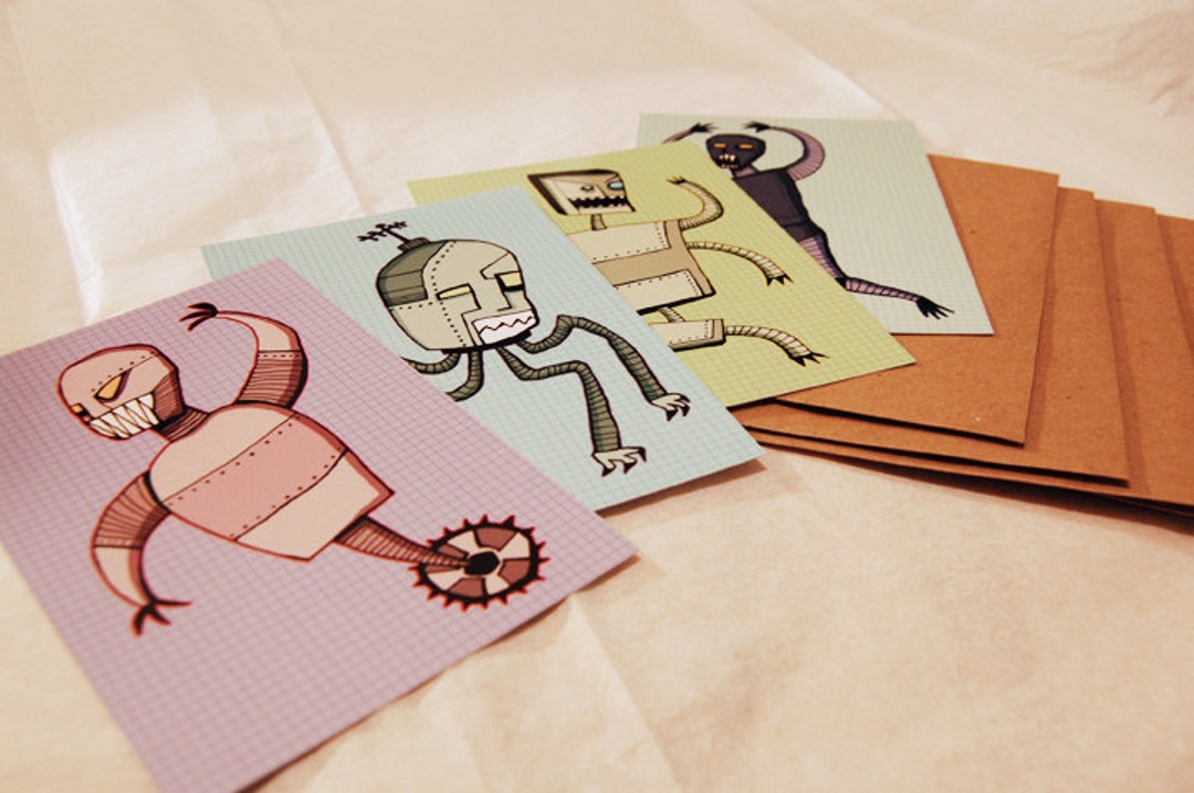 Crazybot Robot Postcard Set - Etsy