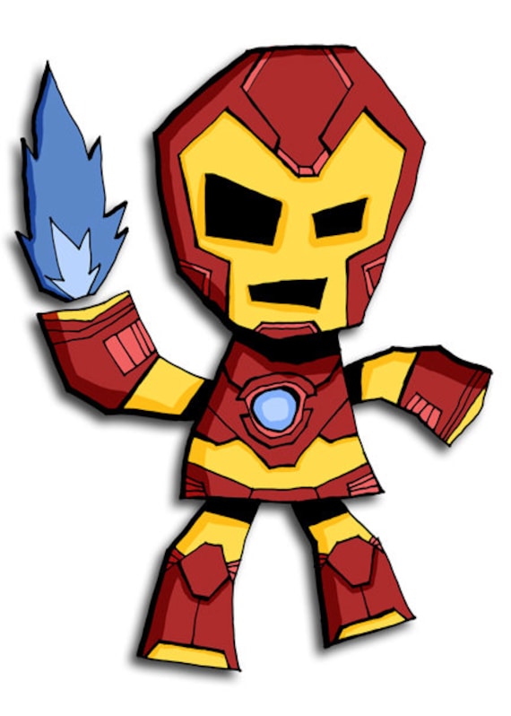 Iron Man Mini Art Print Avengers Illustration Superhero | Etsy