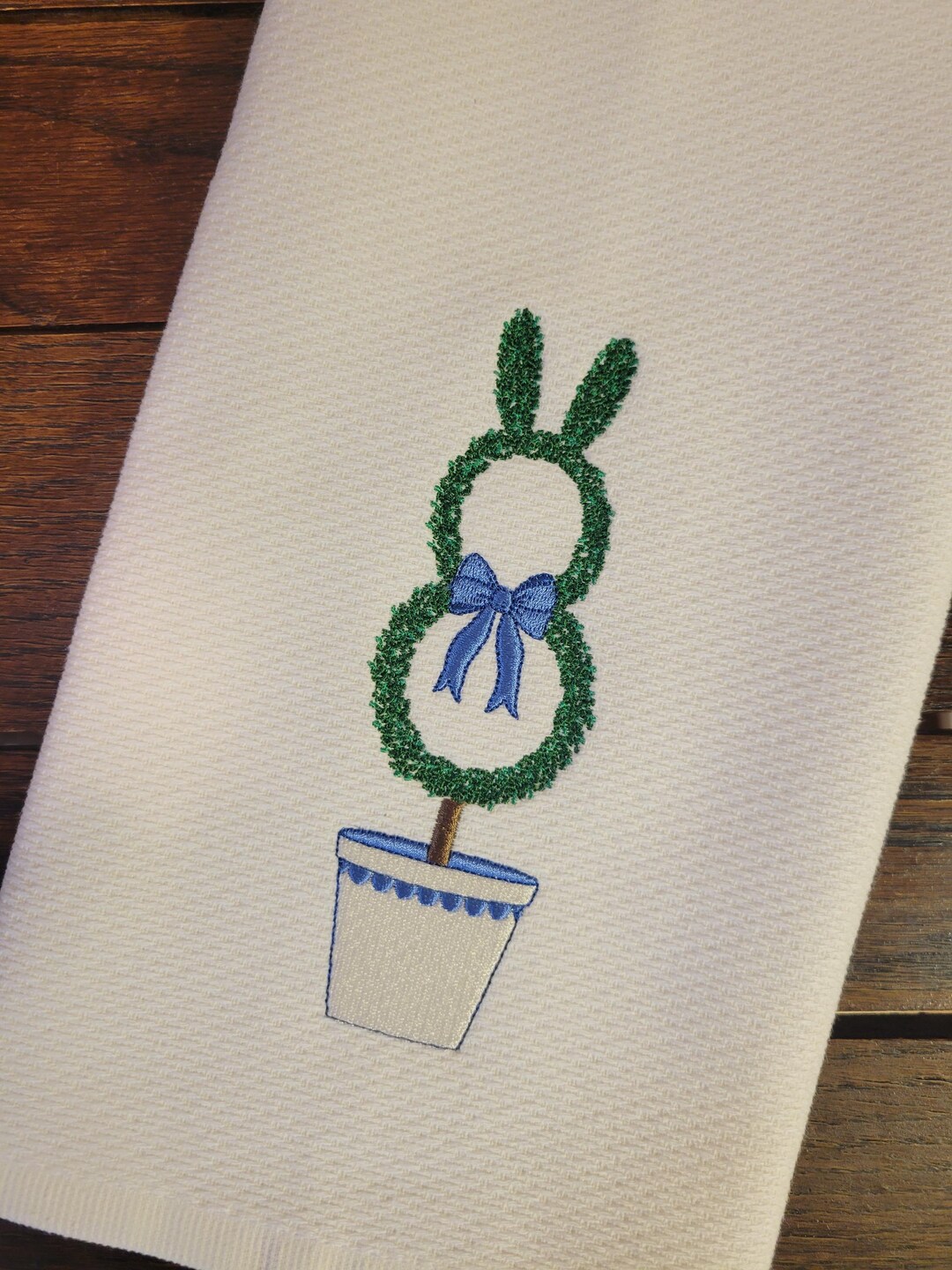 Embroidered Chic Bunny Rabbit Topiary ~ Kitchen, Bar Cart or Guest ...