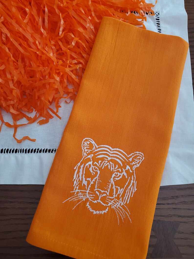 Embroidered Orange Tiger Towel ~ Kitchen or Flour Sack Towel - Etsy