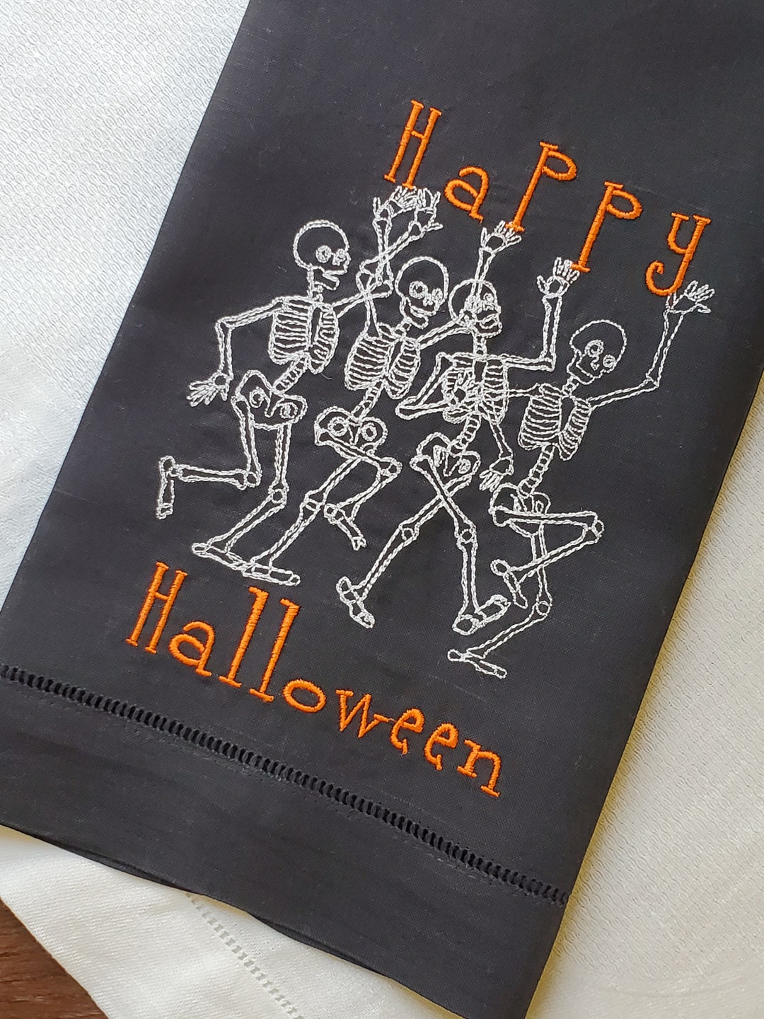 Embroidered Dancing Skeletons ~ Happy Halloween! ~ Halloween Décor ...