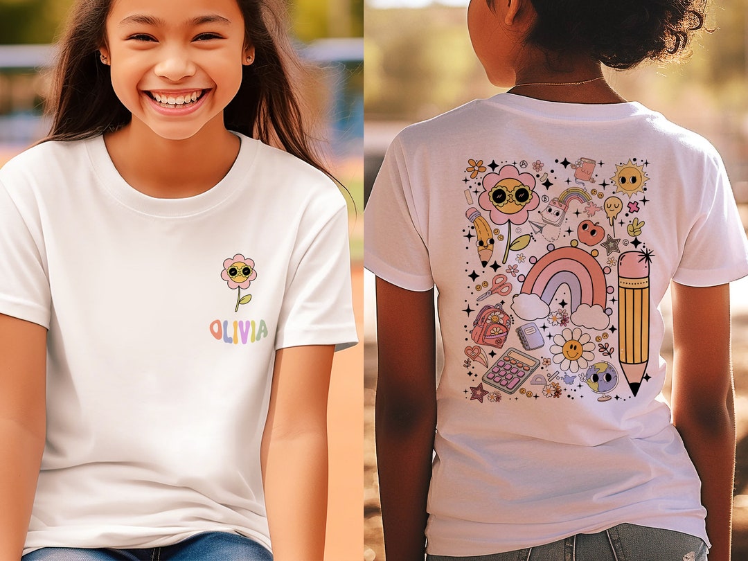 Custom Back to School Girls Shirt, Custom Name School Shirt ...