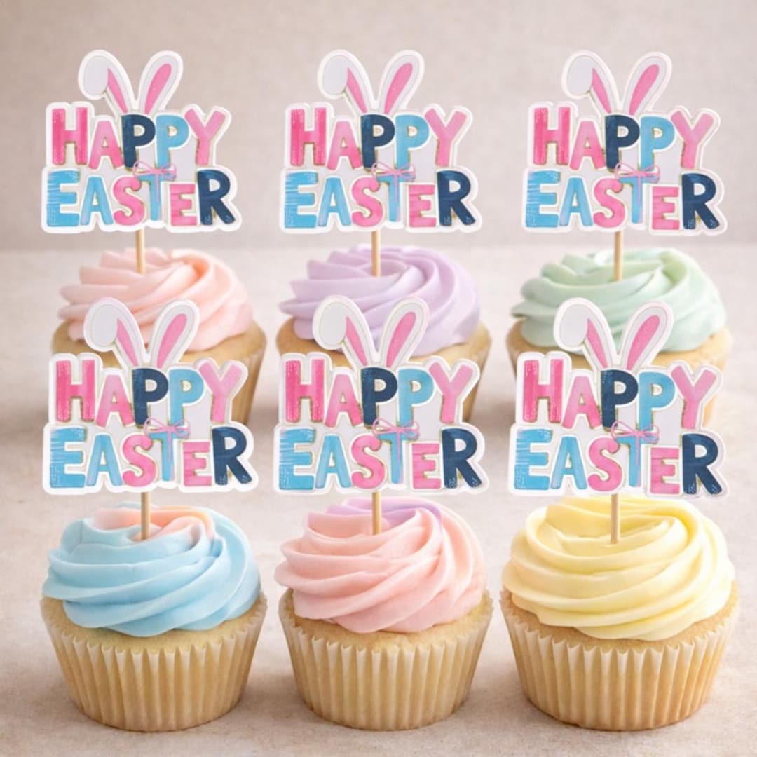 Easter Bunny Cupcake Toppers | Spring Pastel Party Decorations - Etsy