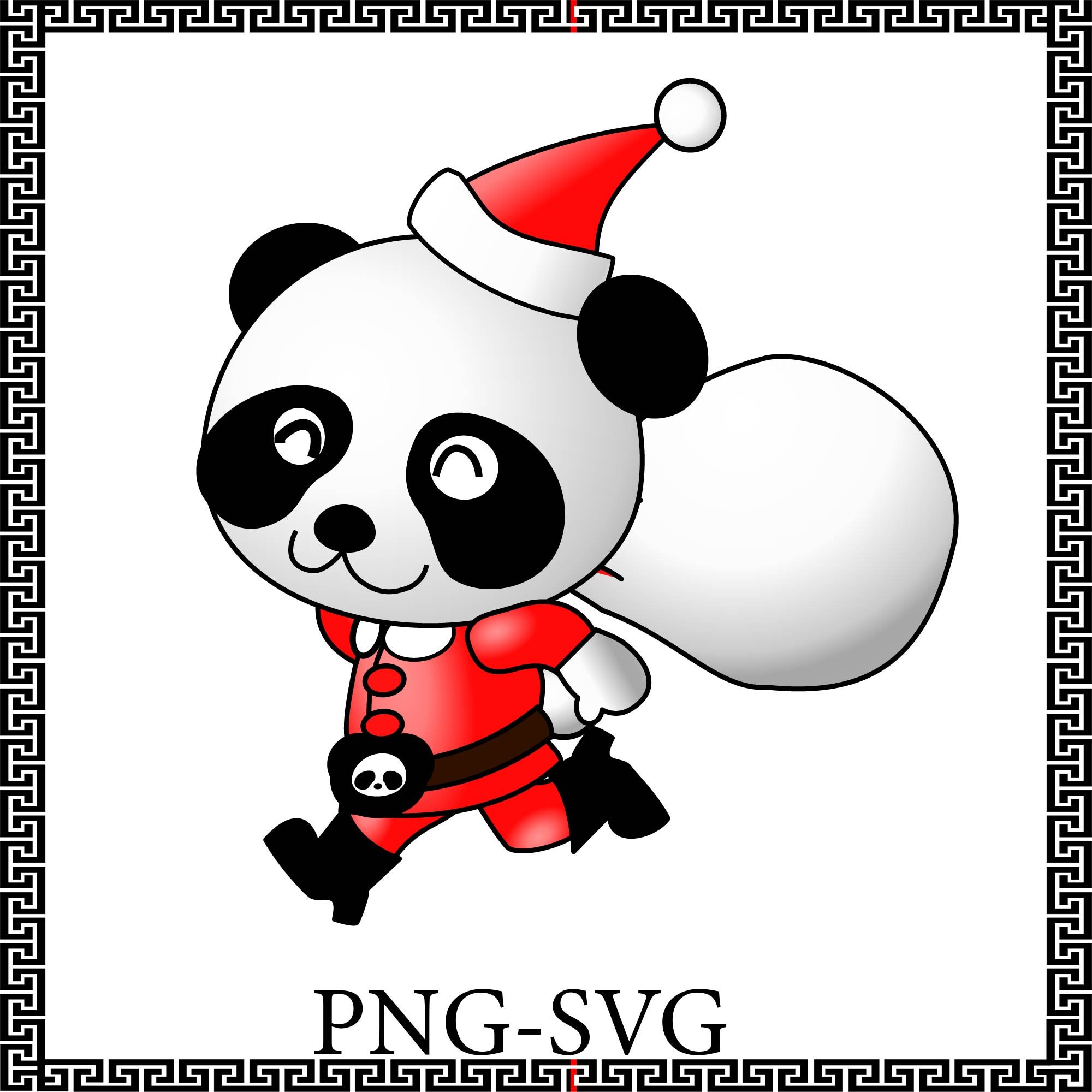 Cute Panda Png-svg,christmas Panda Png-svg, Cute Animal Png-svg, Panda ...