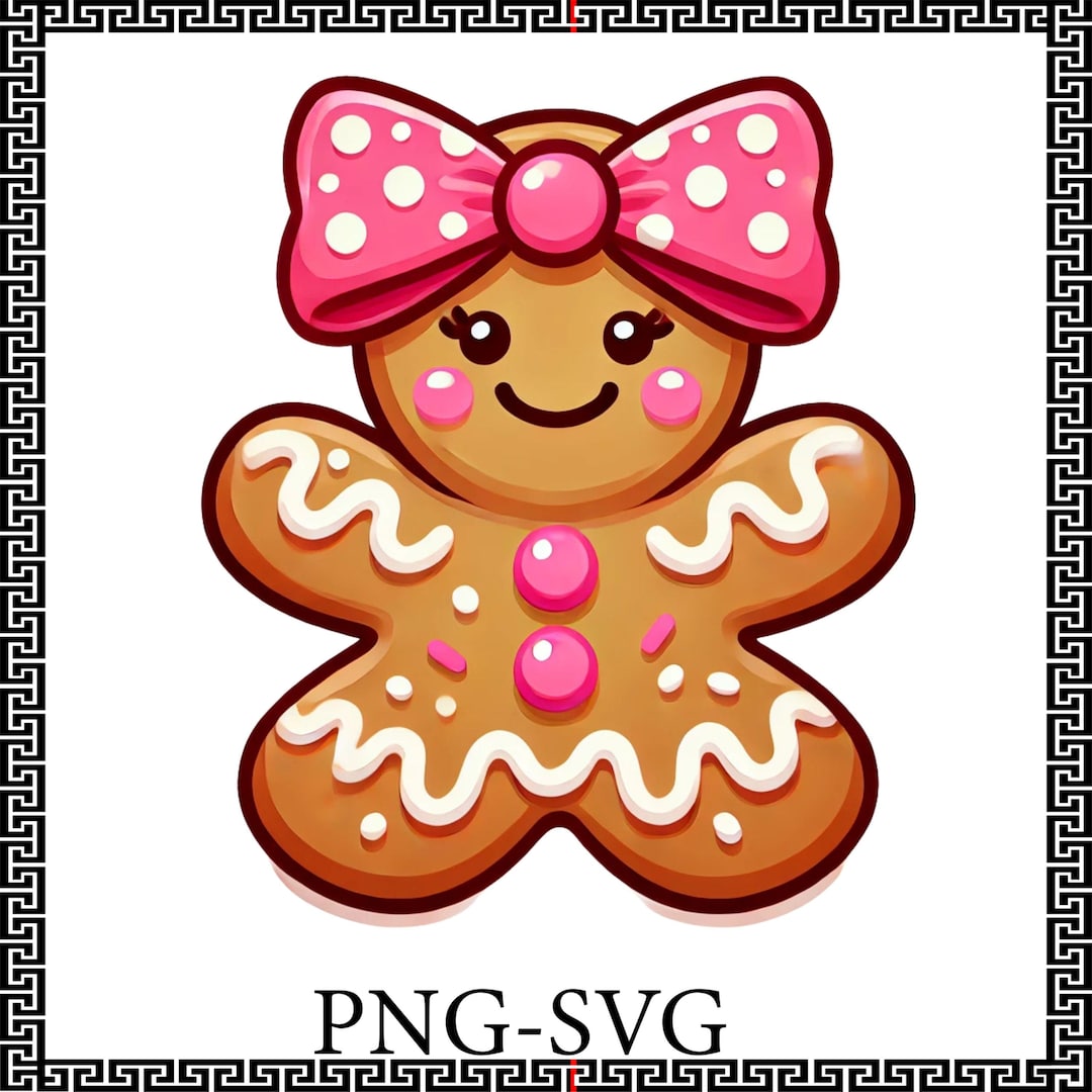 Cute Gingerbread Girl SVG PNG Girly Christmas Silhouette and Cricut Cut ...