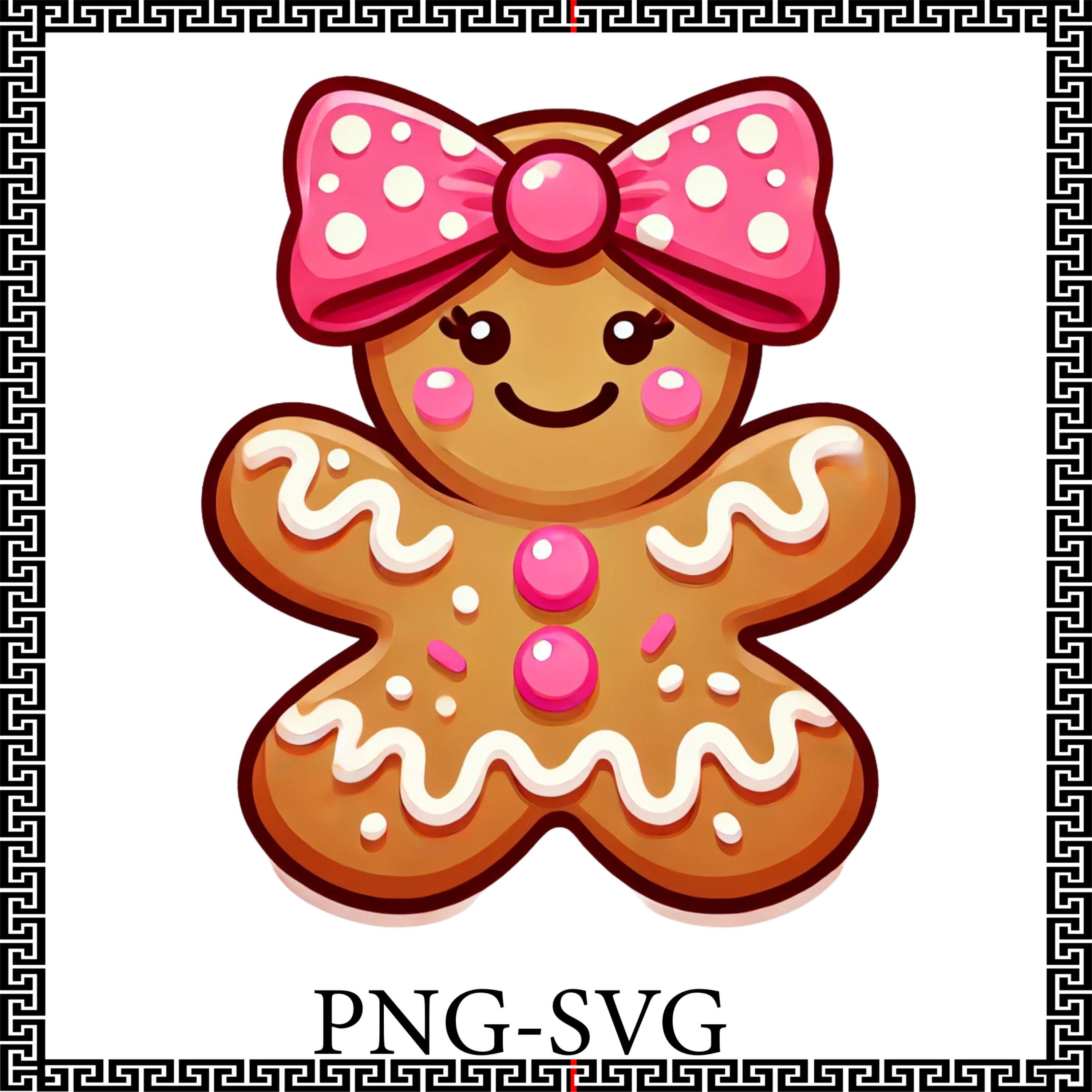 Cute Gingerbread Girl SVG PNG Girly Christmas Silhouette and Cricut Cut ...