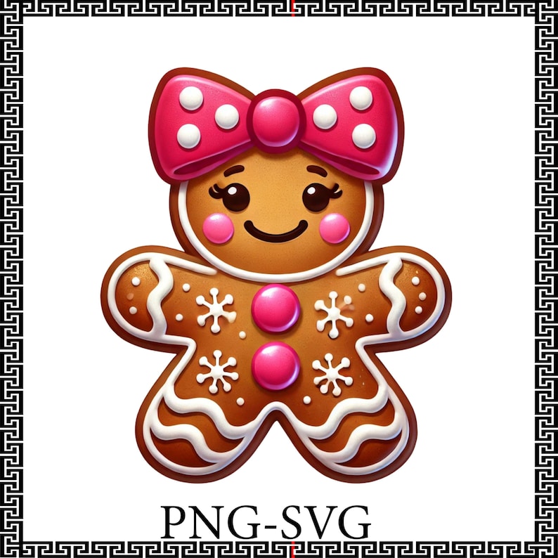 Cute Gingerbread Girl SVG PNG Girly Christmas Silhouette and Cricut Cut ...