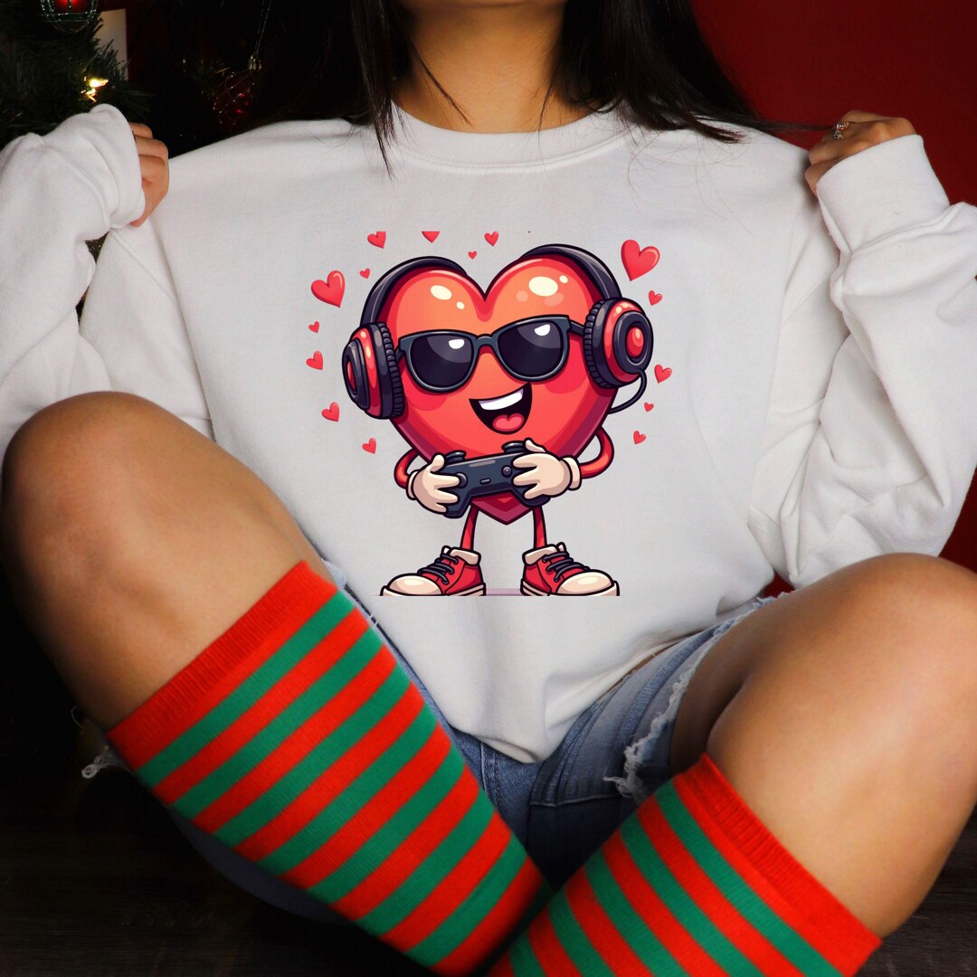 Gamer Heart Funny PNG-SVG Valentine Clipart Design Png,groovy Gamer ...