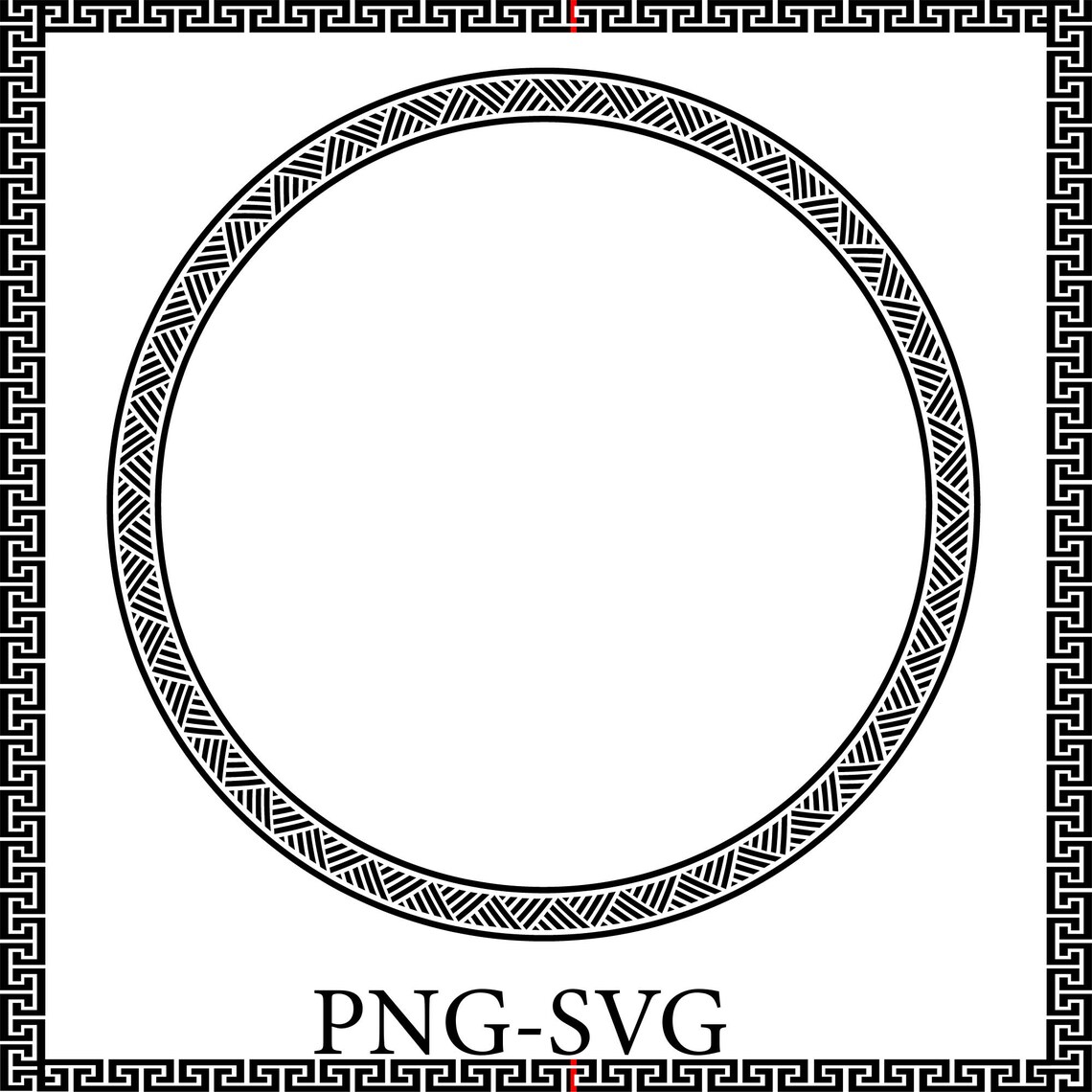 Circle and Heart Greek Key Frame Png-svg, Greek Wave Pattern, Seamless ...