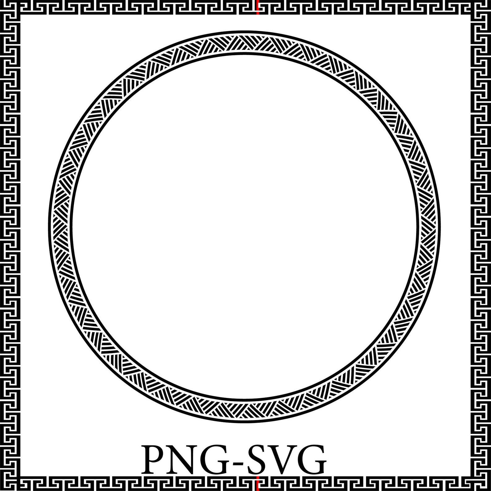 Circle and Heart Greek Key Frame Png-svg, Greek Wave Pattern, Seamless ...