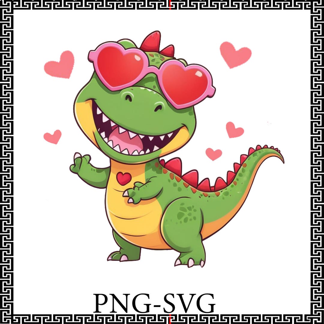 Valentine's Day , Dino Love Svg-png, T-rex Valentine Png-svg, Valentine ...