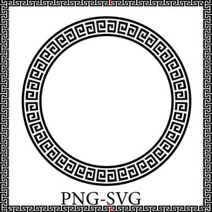Circle and Heart Greek Key Frame Png-svg, Greek Wave Pattern, Seamless ...