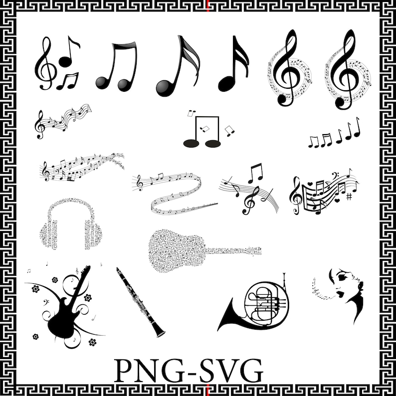 Musical Notes , Vector Cut Files SVG, PNG, Musical Notes Clipart Svg ...