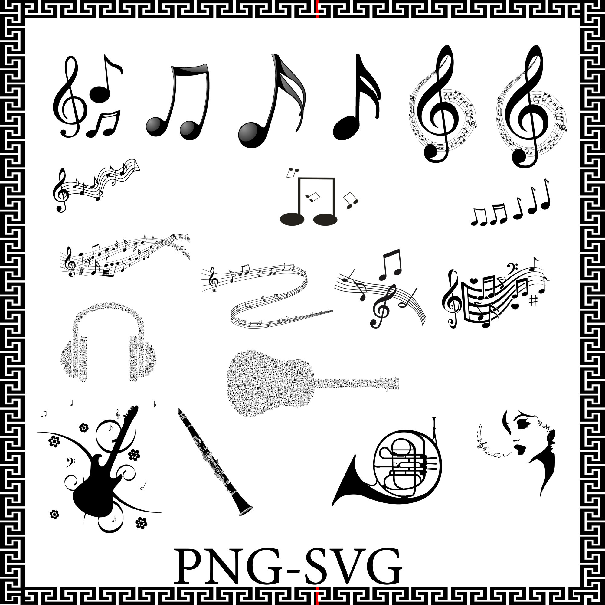 Musical Notes , Vector Cut Files SVG, PNG, Musical Notes Clipart Svg ...