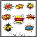 Comic Action Bubbles: Cartoon Clipart Bundle (SVG, PNG Digital Download ...