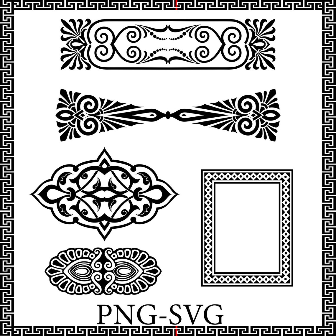 Greek Pattern Bundle 10 Pieces Png-svg, Damask Png-svg Cut File ...