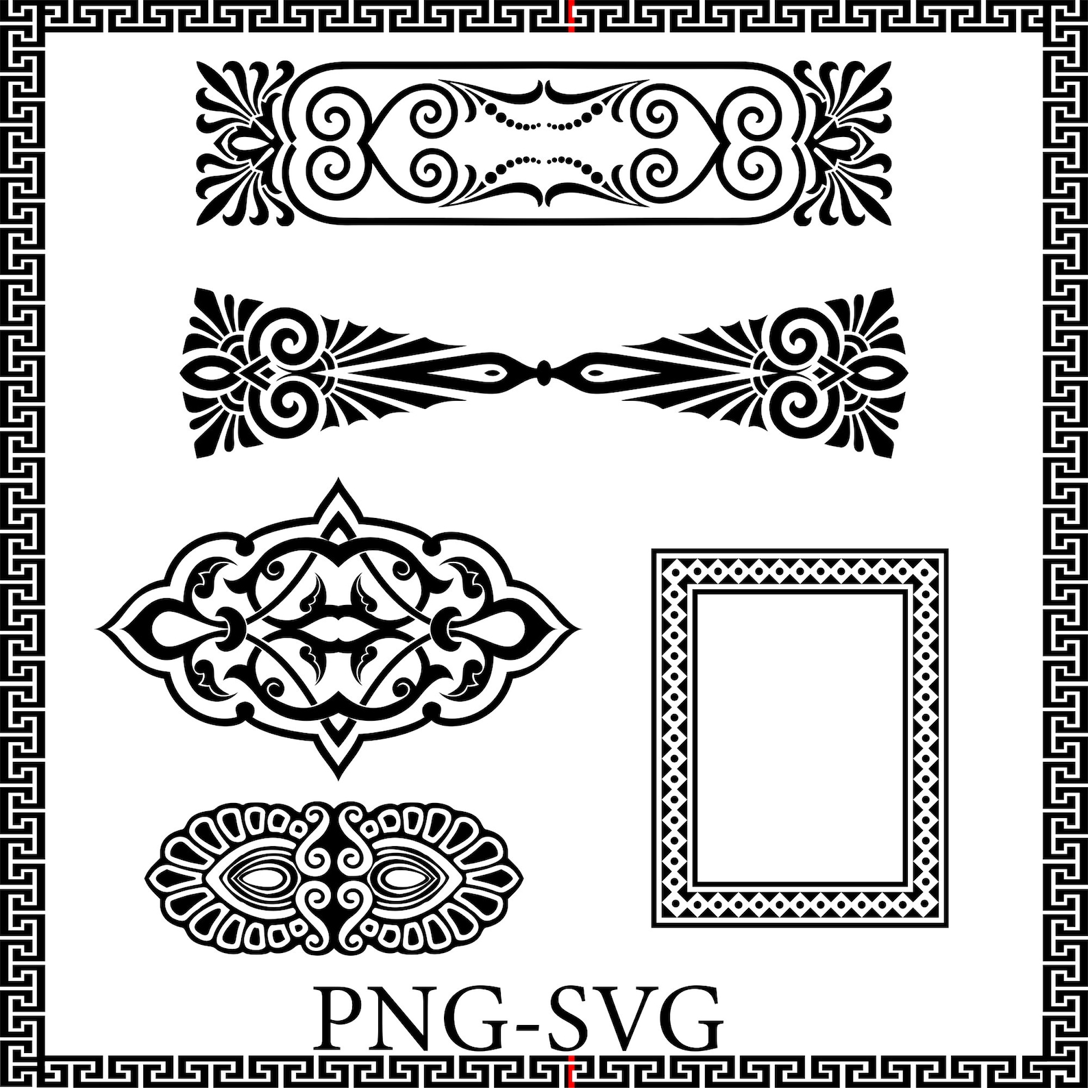 Greek Pattern Bundle 10 Pieces Png-svg, Damask Png-svg Cut File ...