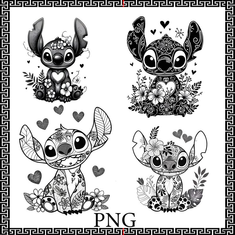 Black and White Stitch Clipart - Etsy