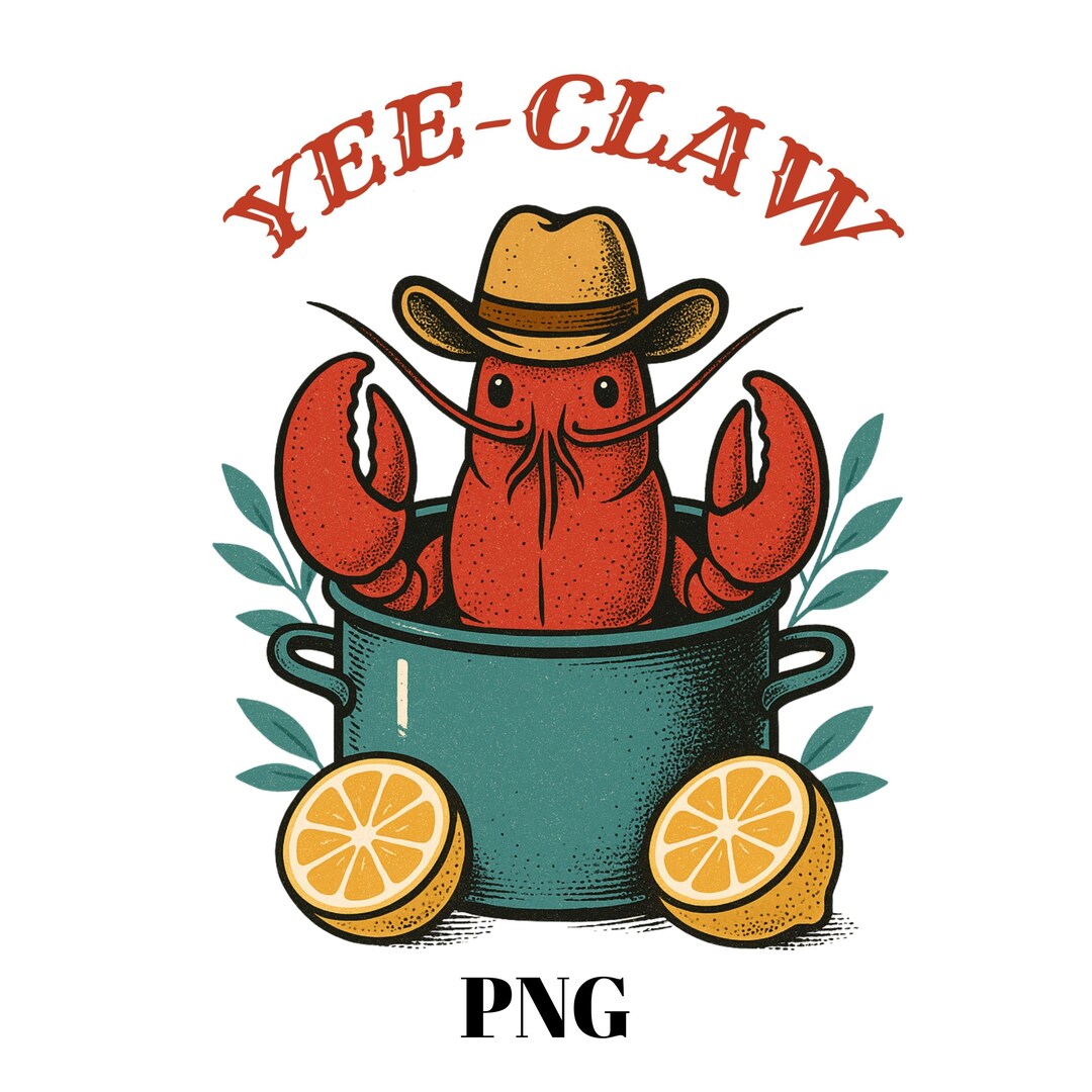 Yee-claw Cowboy Lobster PNG – Retro Western Lobster Clipart, Funny Boil ...