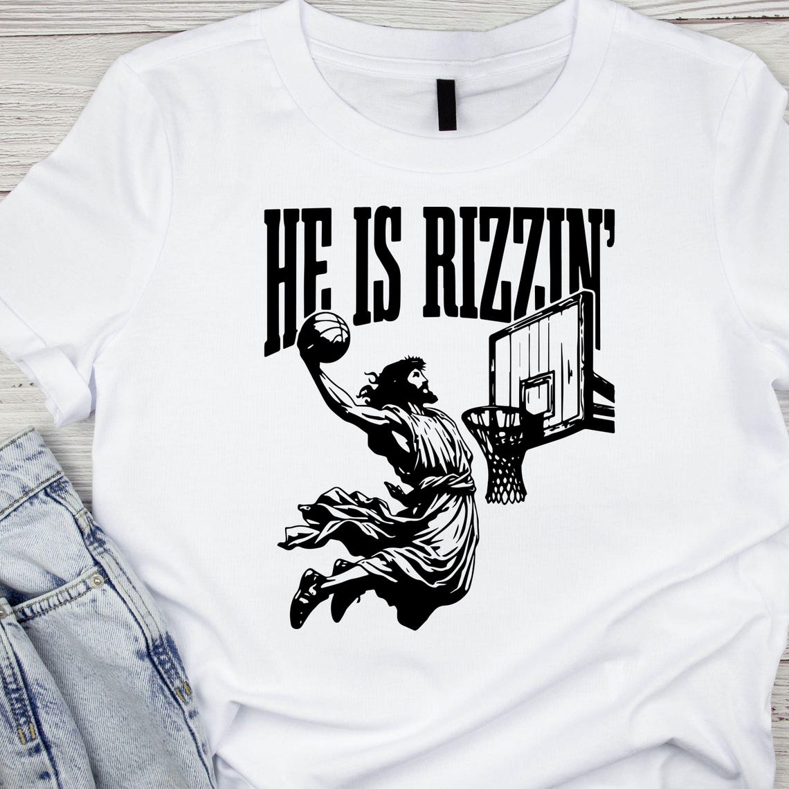 He is Rizzin' Basketball Jesus - Funny Christian Shirt Design (PNG-SVG ...