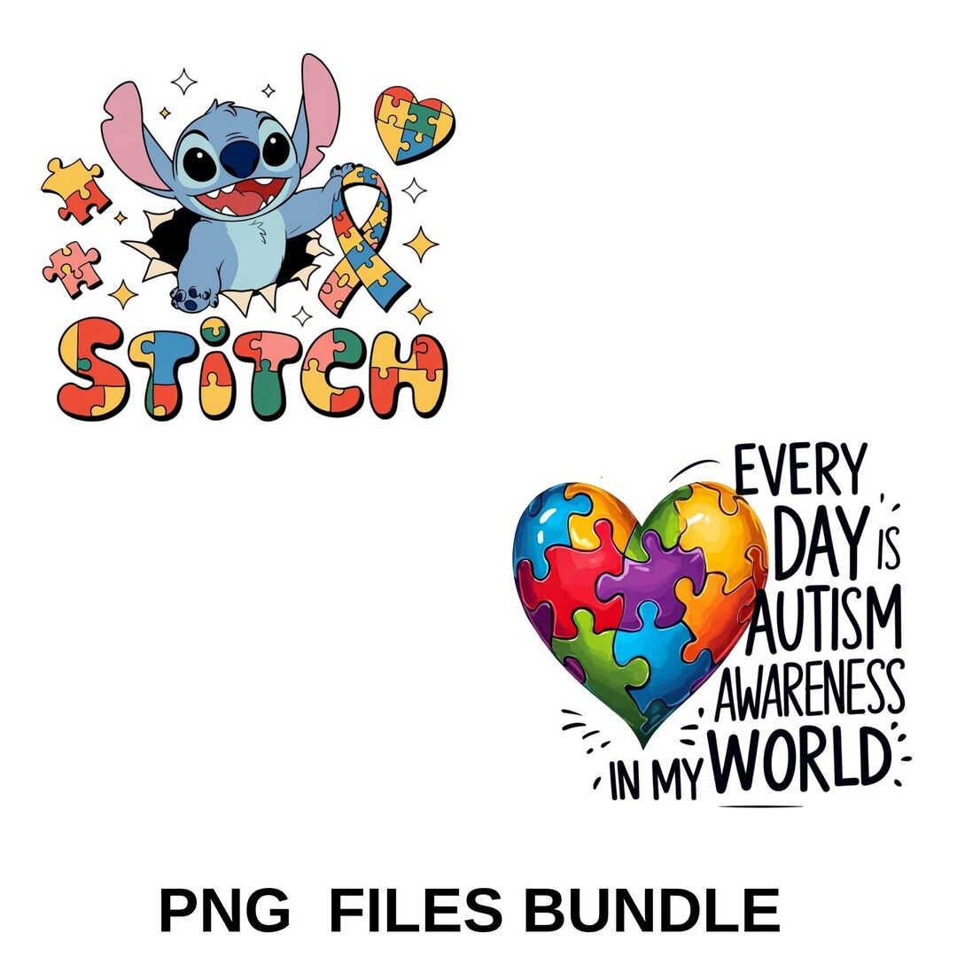 Stitch Autism Awareness PNG, Cute Puzzle Piece Digital Download ...