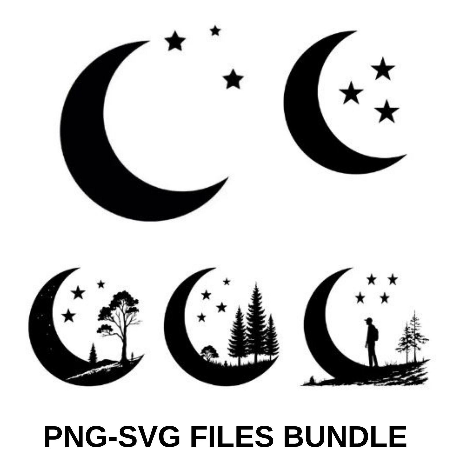 Crescent Moon Vector Art: SVG, PNG Cut Files (digital Download) - Etsy