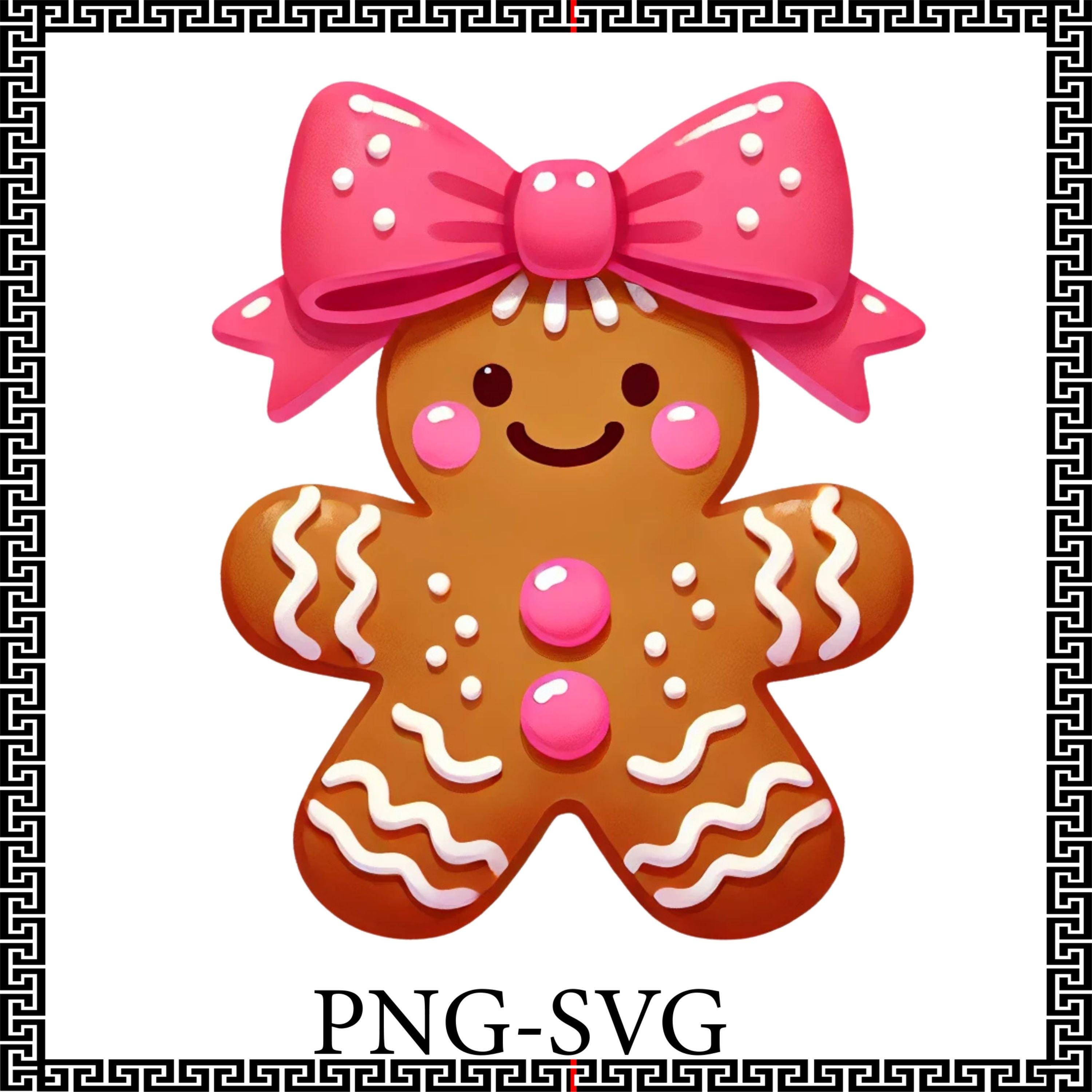 Cute Gingerbread Girl SVG PNG Girly Christmas Silhouette and Cricut Cut ...