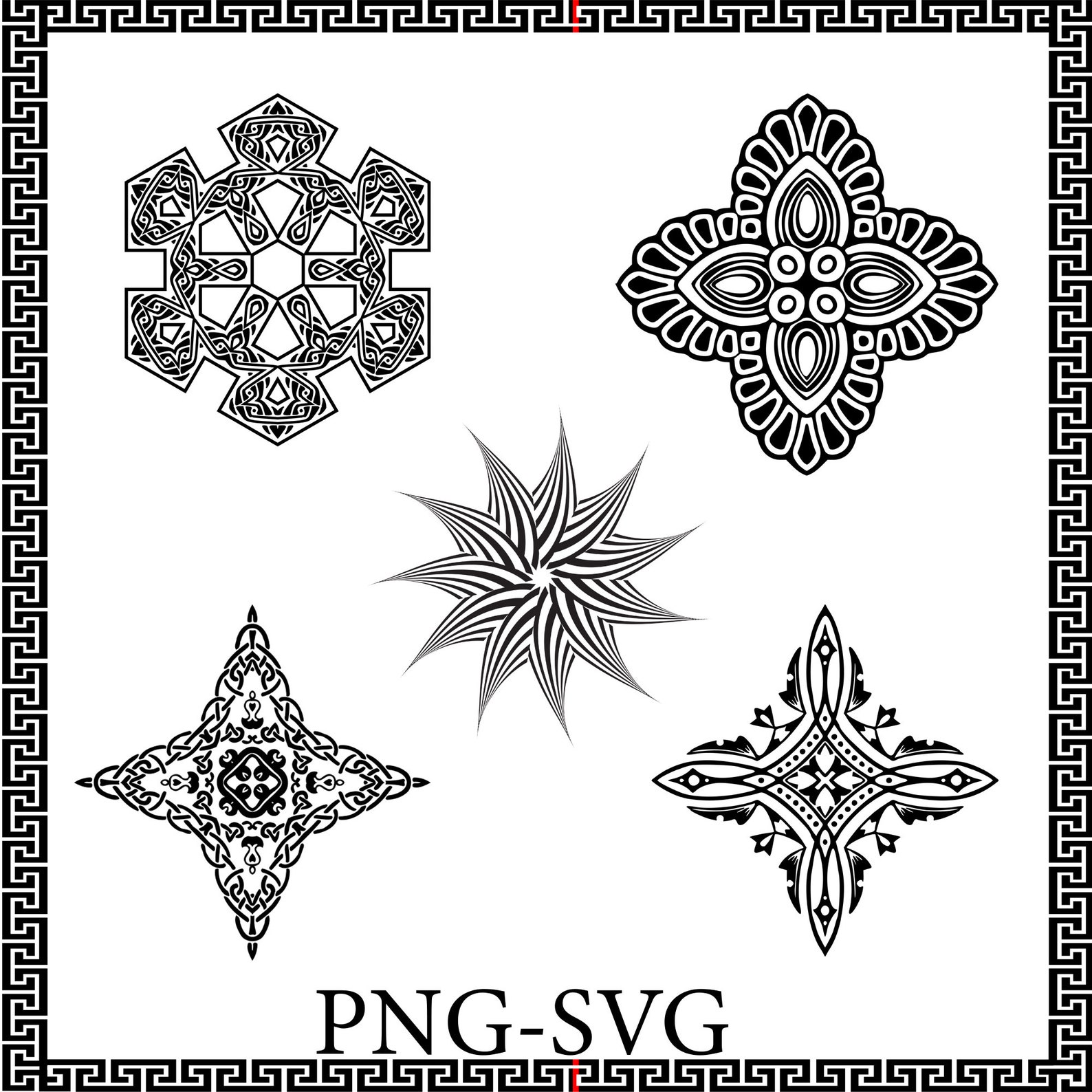 Greek Pattern Bundle 10 Pieces Png-svg, Damask Png-svg Cut File ...