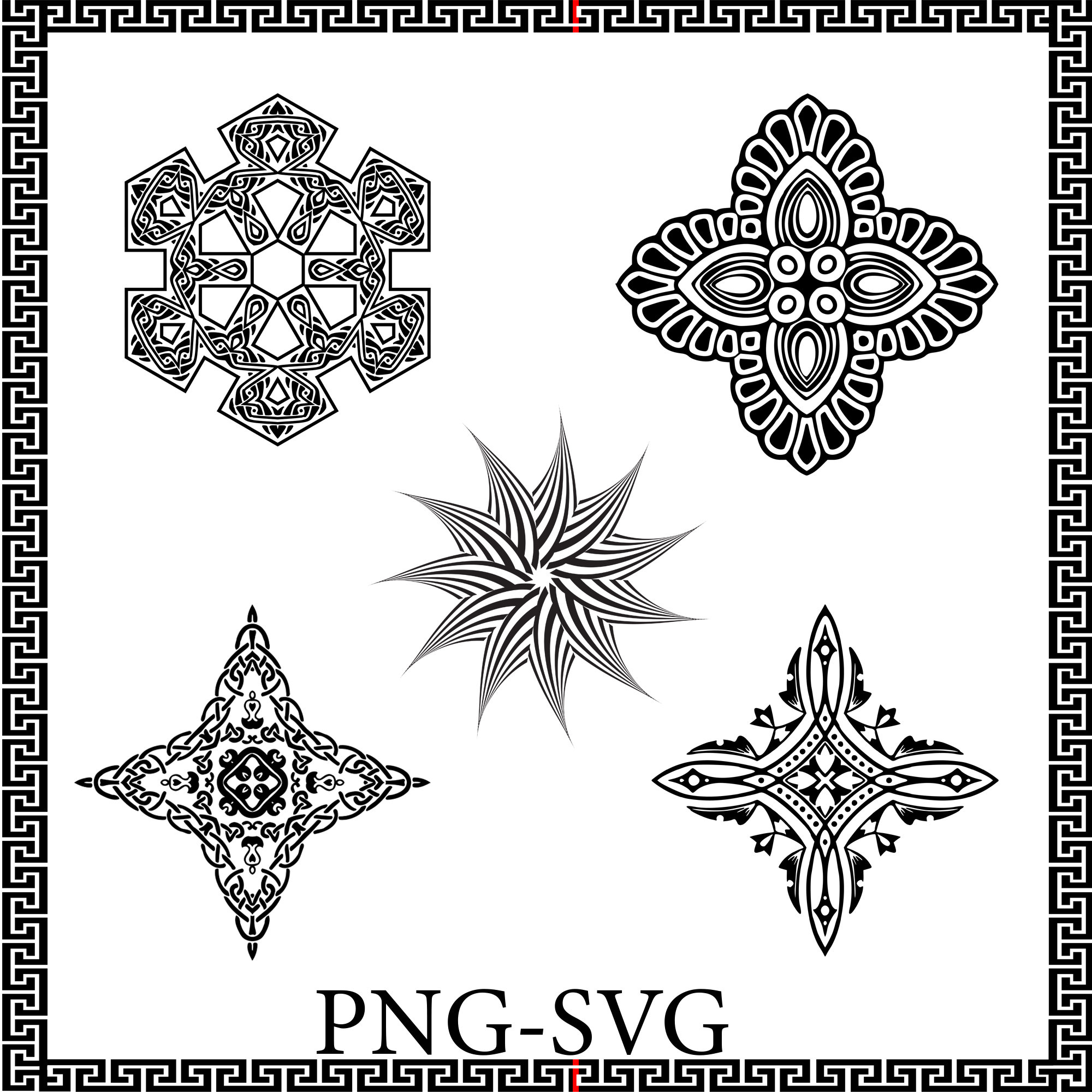 Greek Pattern Bundle 10 Pieces Png-svg, Damask Png-svg Cut File ...