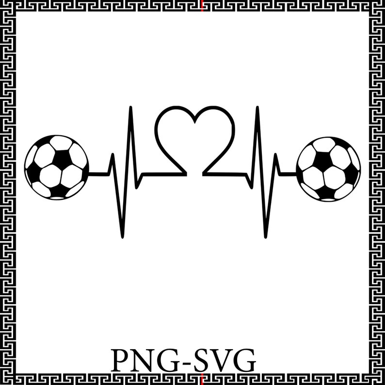 Heartbeat Soccer SVG-PNG: Football Vector Cut File (digital Download ...