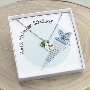 Schulkette Kette zur Einschulung mit Geburtsstein Geschenk Schulkind zum Schulanfang ...