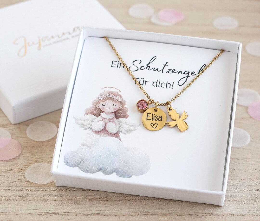 Guardian Angel Necklace, Personalized Angel Necklace With Engraving ...