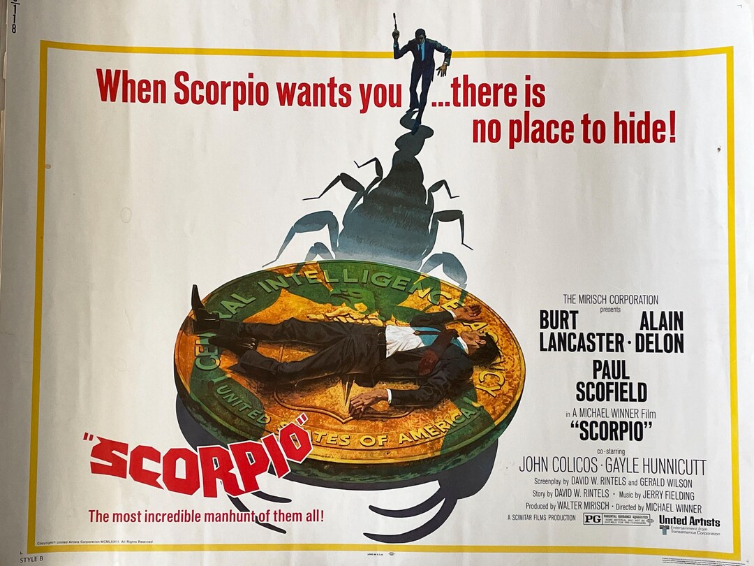 1973 Scorpio Vintage Movie Poster Original Collectible - Etsy