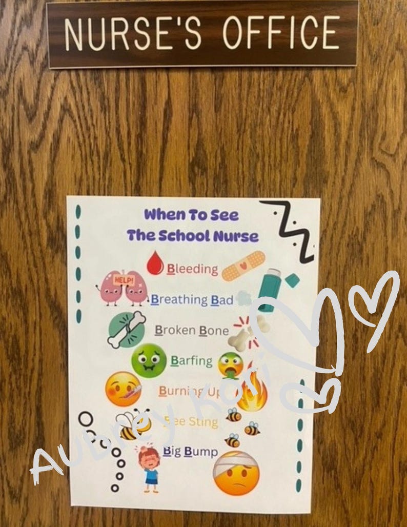 When to See the School Nurse Decor, Sign INSTANT DOWNLOAD - Etsy