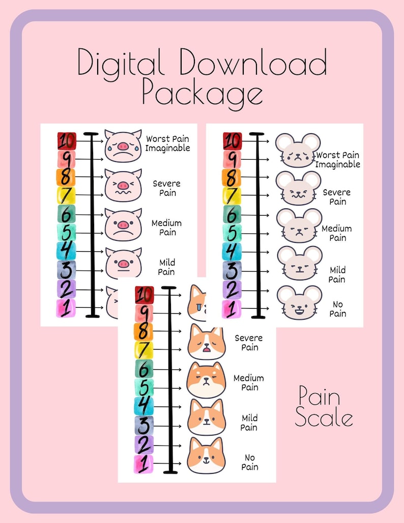 Get Three Cute Kid Pain Scale Wall Decor INSTANT DOWNLOAD, Nursing Pain ...