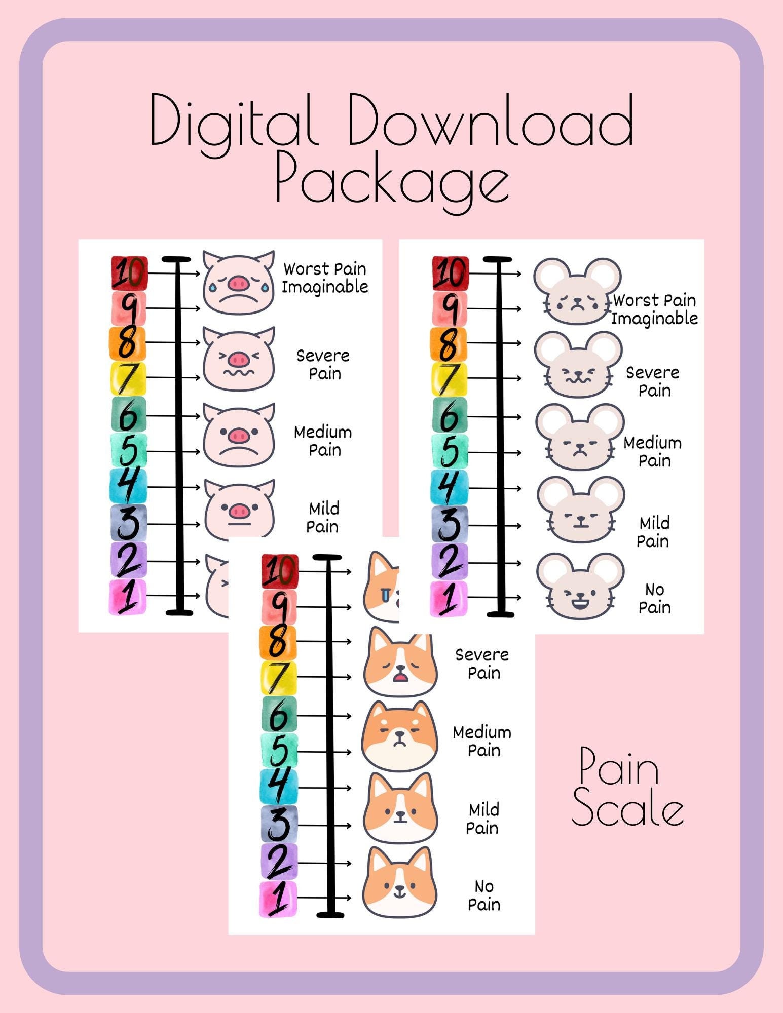 School Nurse Office Decor, Kid's Pain Scale Chart (instant Download) - Etsy