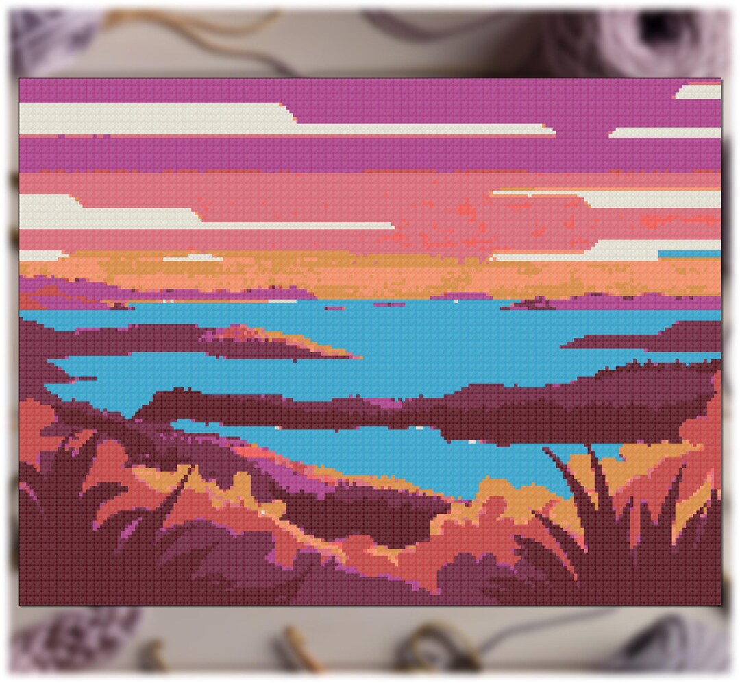 C2C Crochet Pattern: Calm Ocean at Sunset - Corner-to-corner Crochet ...