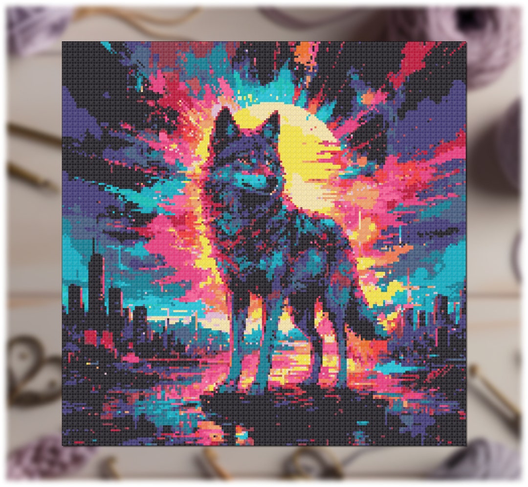 C2C Crochet Pattern: Ethereal Neon Wolf - Corner-to-corner Crochet ...