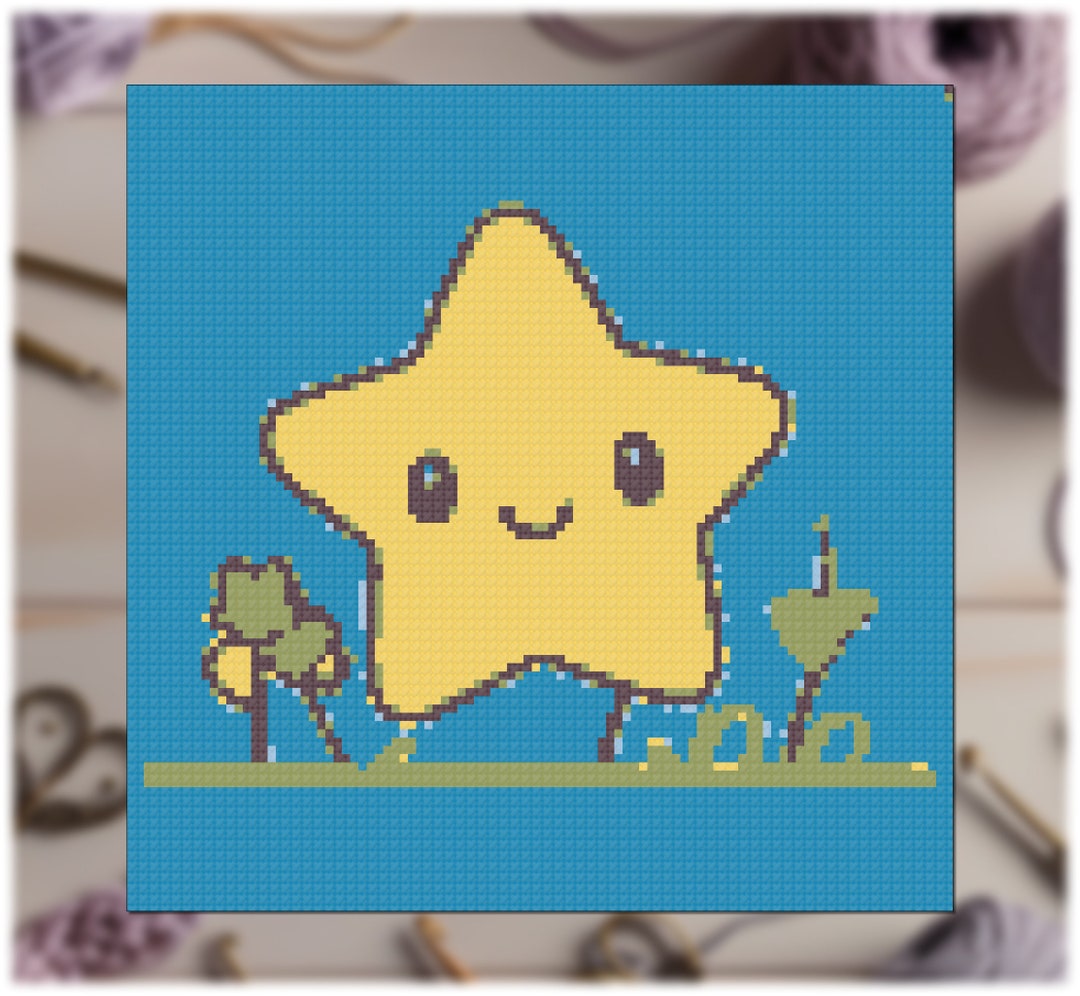 C2C Crochet Pattern: Kawaii Blue Star Corner-to-corner Crochet Graphgan ...