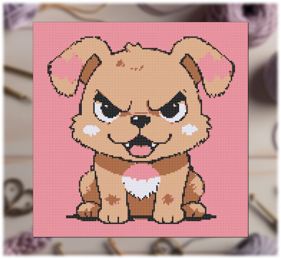 C2C Crochet Pattern: Angry Puppy - Corner-to-corner Crochet Graphgan ...
