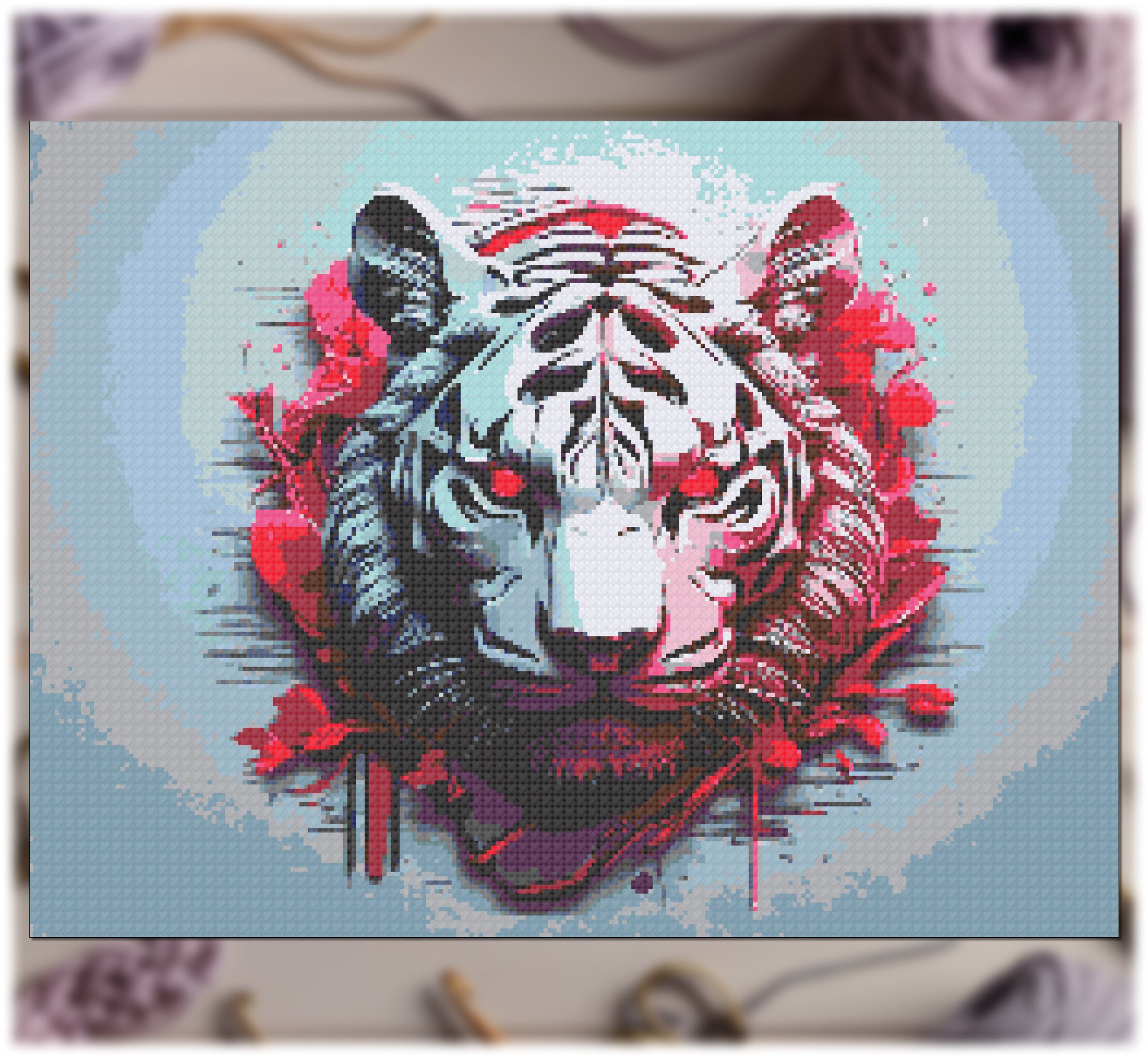 C2C Crochet Pattern: Red Glowing Tiger - Corner-to-corner Crochet ...