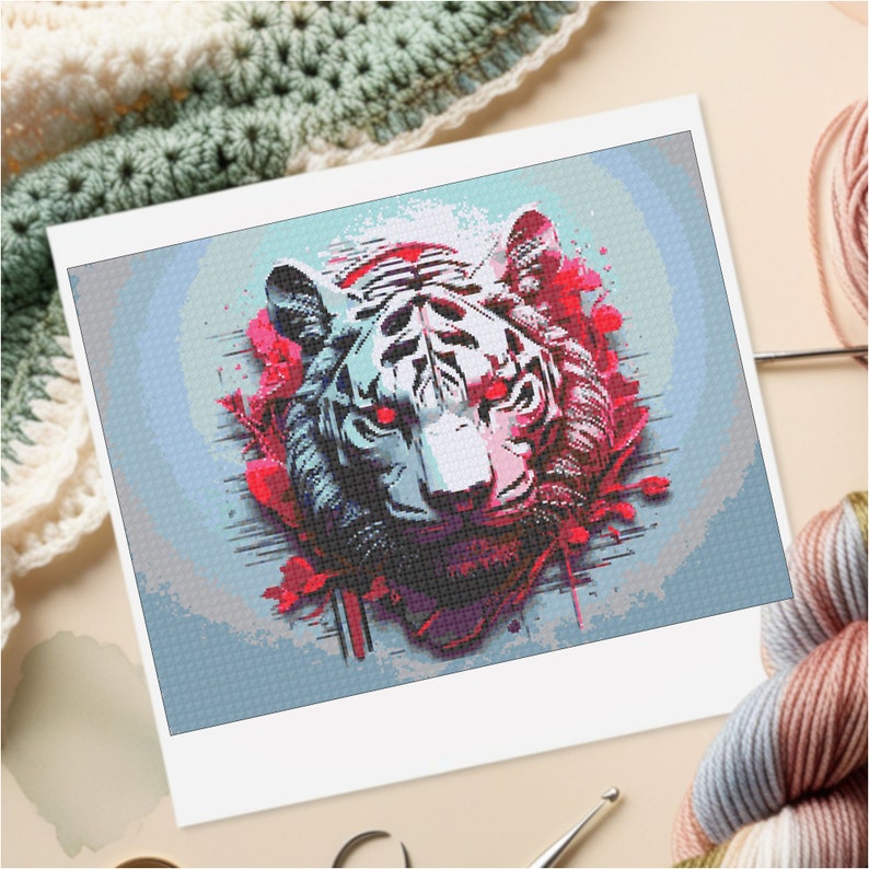 C2C Crochet Pattern: Red Glowing Tiger - Corner-to-corner Crochet ...